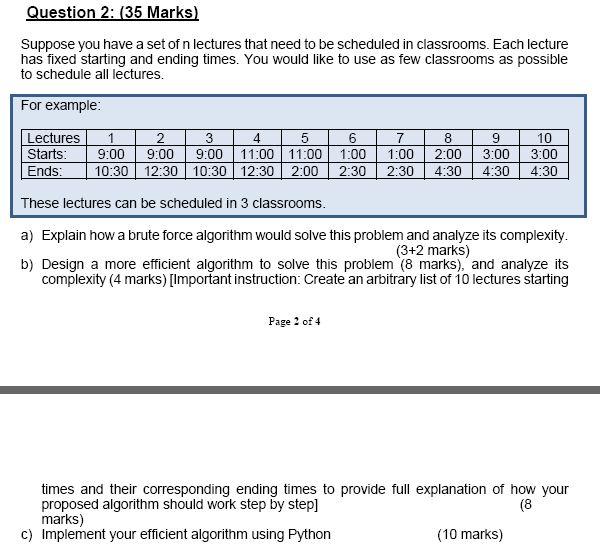 Solved Question 2: (35 Marks) Suppose you have a set of n | Chegg.com