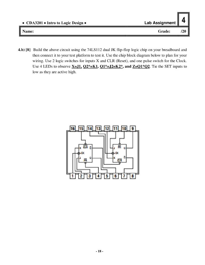 CDA3201 Intro to Logic Design Lab Assignment Name: | Chegg.com