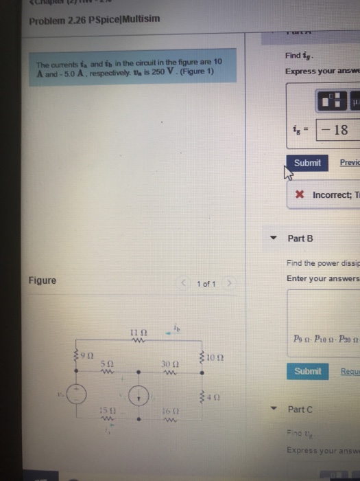 Solved Problem 2.26 PSpice Multisim The currents ia and ib | Chegg.com