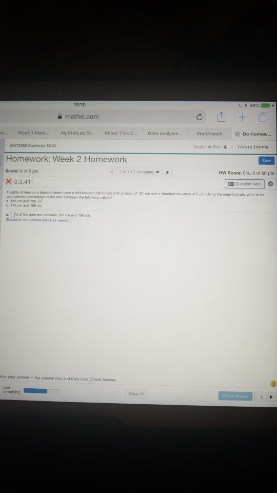 Solved 19:10 ? mathxl.com m. Week 1 Mast...MyStatab St.. | Chegg.com