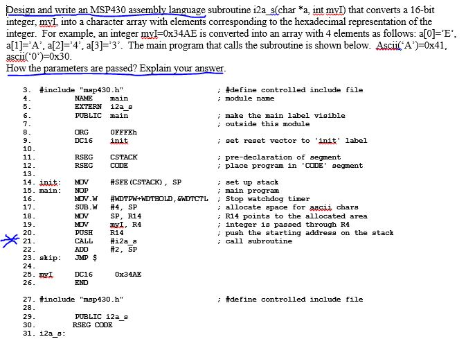 Design and write an MSP430 assembly language | Chegg.com