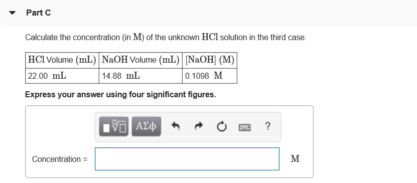 Solved Four solutions of unknown HCl concentration are | Chegg.com