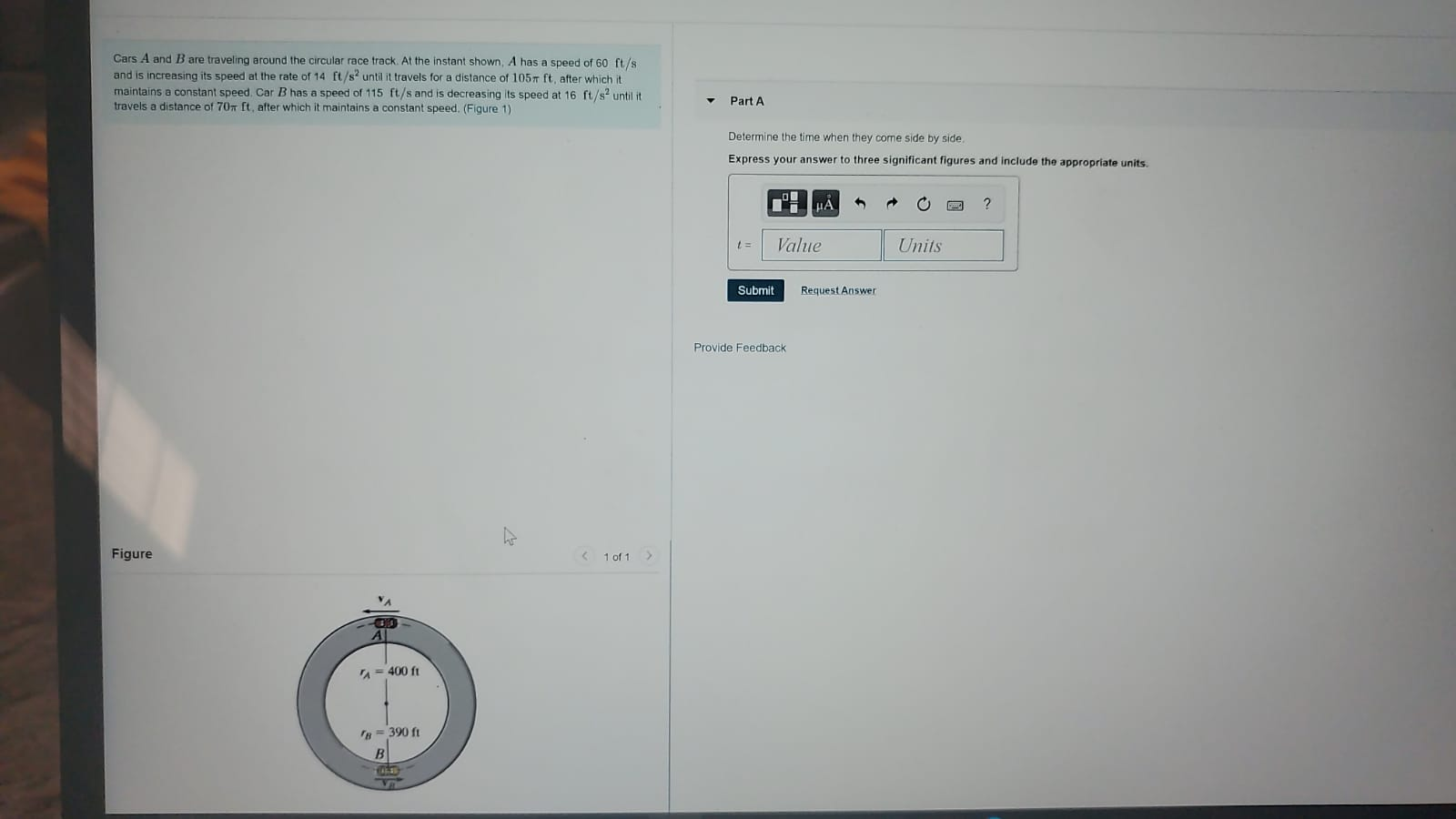 Solved Cars A and B are traveling around the circular race | Chegg.com