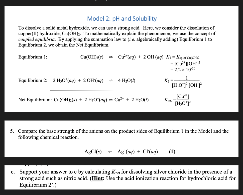 Solved To Dissolve A Solid Metal Hydroxide We Can Use A