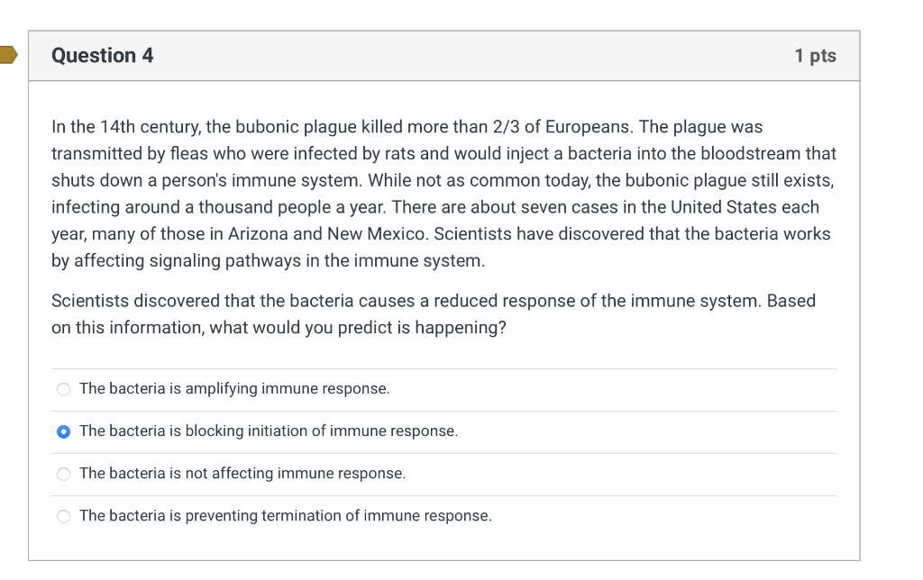 Solved Question 4 1 pts In the 14th century, the bubonic | Chegg.com