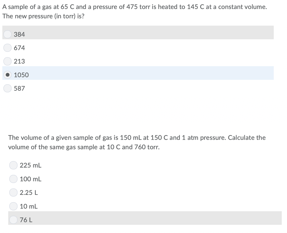 Solved A sample of a gas at 65 C and a pressure of 475 torr | Chegg.com