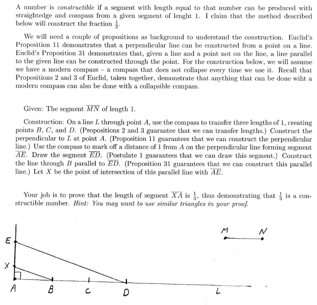 Solved A number is constructible if a segment with length | Chegg.com