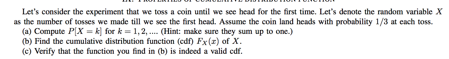 Solved Let’s consider the experiment that we toss a coin | Chegg.com