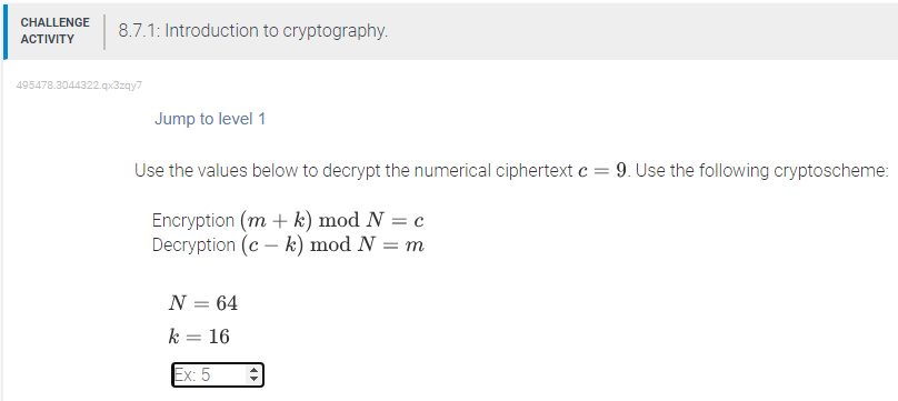 Solved Jump to level 1 Use the values below to decrypt the | Chegg.com
