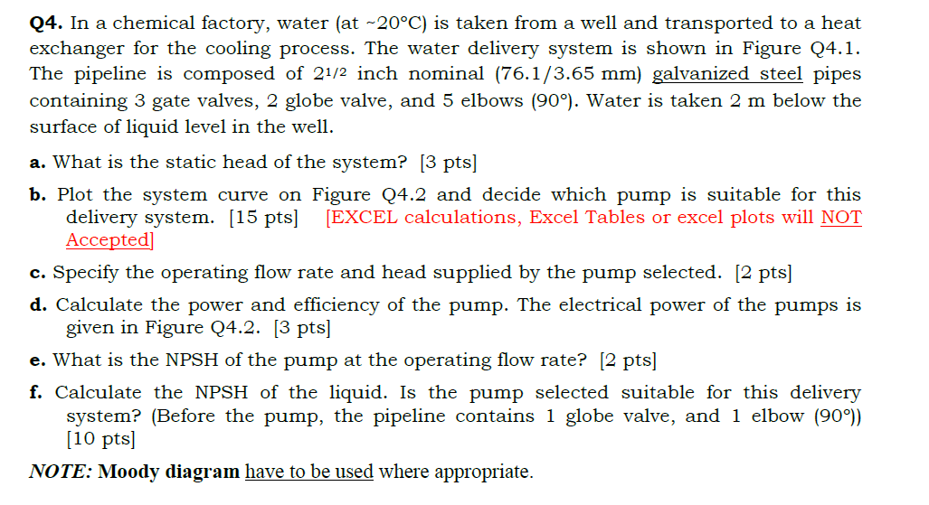 Solved Q4. In a chemical factory, water (at ~20 C) is taken | Chegg.com
