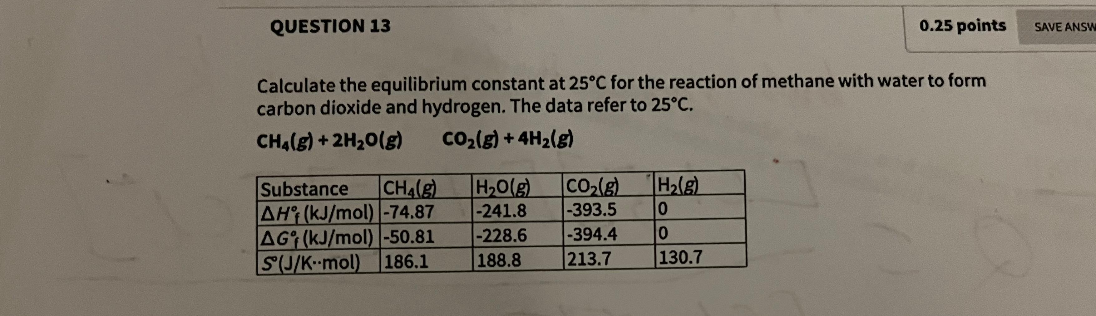 Solved QUESTION 13 0.25 points SAVE ANSW Calculate the | Chegg.com