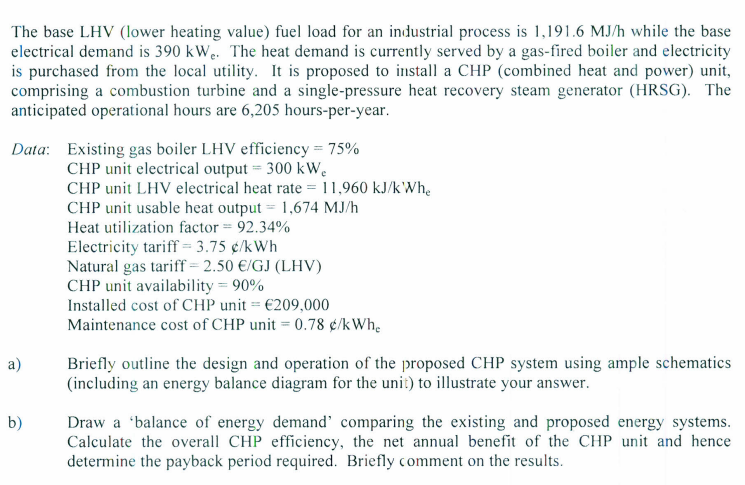 Solved The base LHV (lower heating value) fuel load for an | Chegg.com