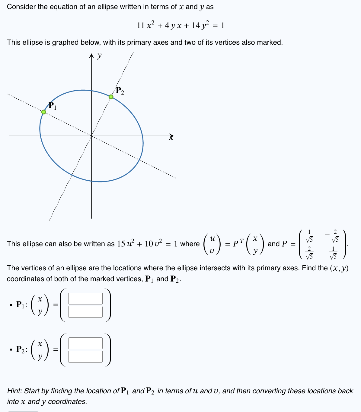 Solved Consider the equation of an ellipse written in terms | Chegg.com