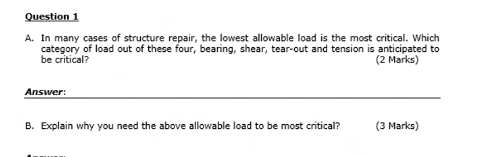 Solved C. If critical allowable load of each fastener joint | Chegg.com