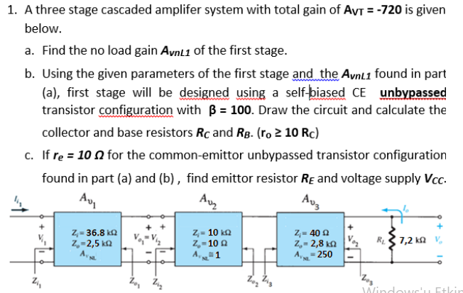 Solved 1. A three stage cascaded amplifer system with total | Chegg.com