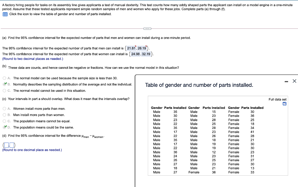 Solved A factory hiring people for tasks on its assembly | Chegg.com