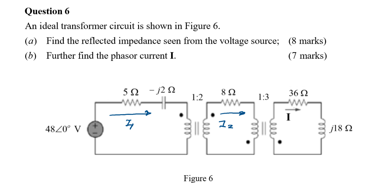 Solved Question 6 An ideal transformer circuit is shown in | Chegg.com
