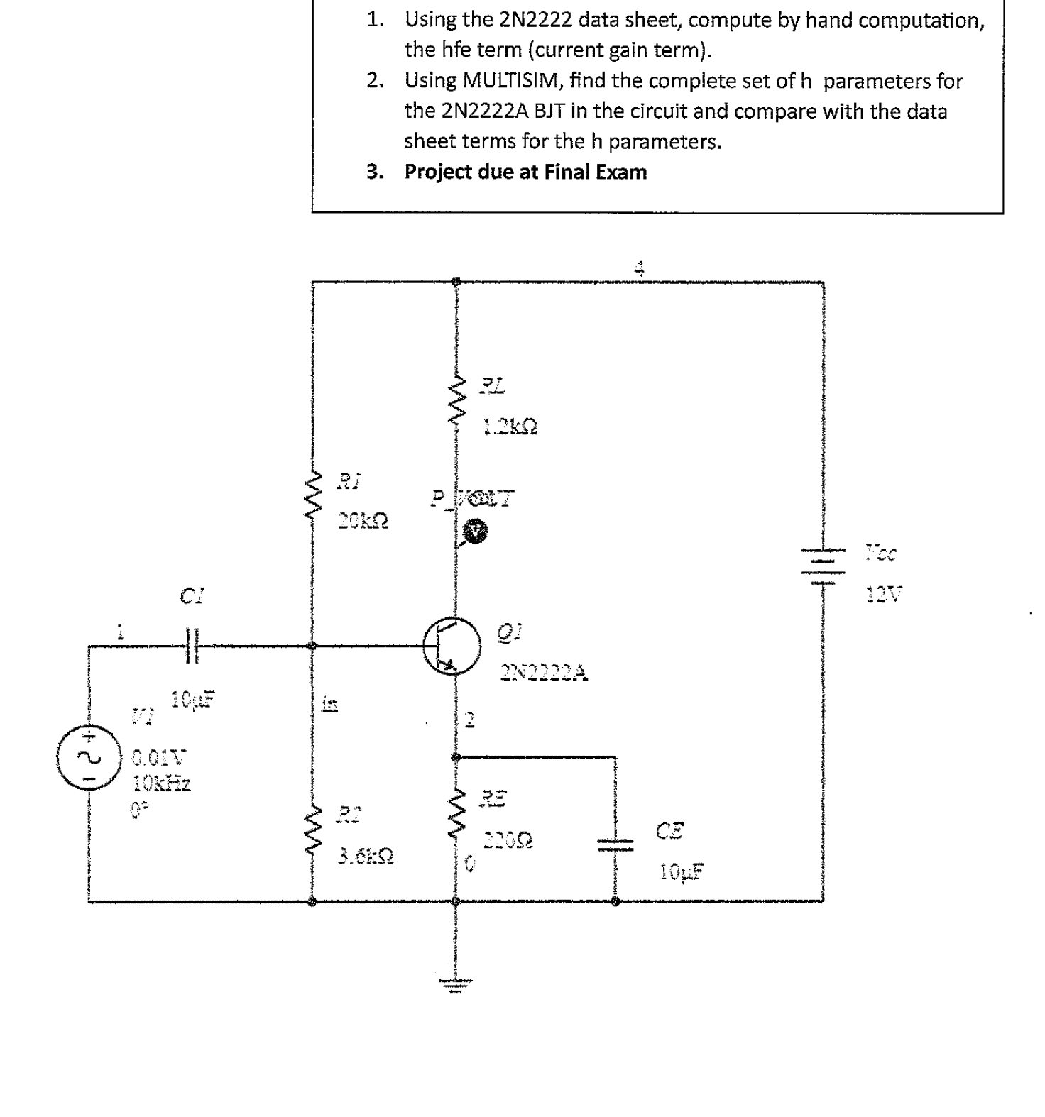 1. Using the 2 N2222 data sheet, compute by hand | Chegg.com