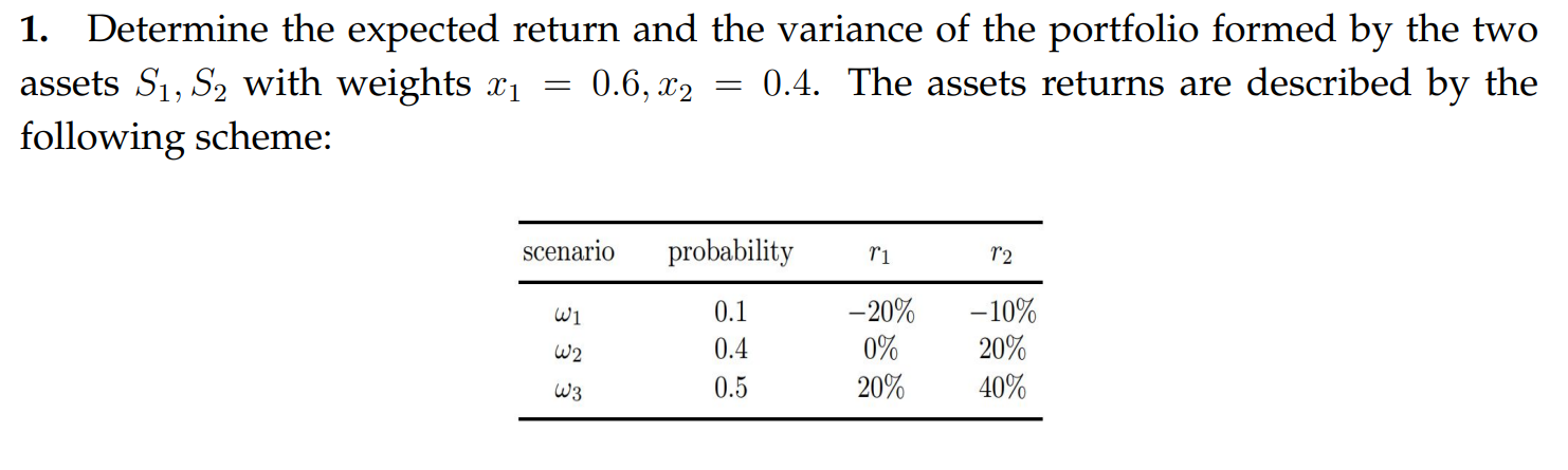 Solved Determine the expected return and the variance of the | Chegg.com