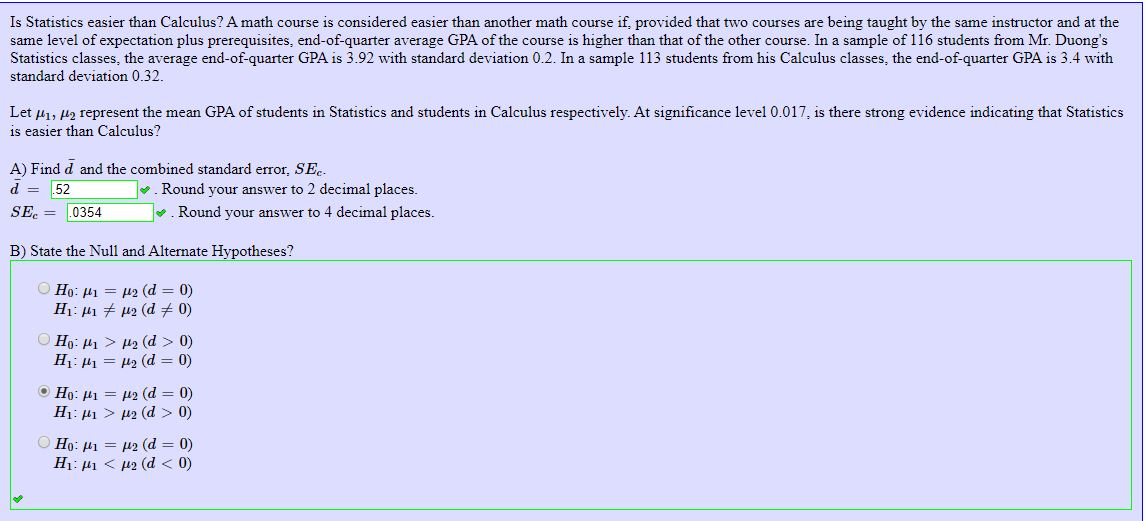 Solved Is Statistics easier than Calculus? A math course is | Chegg.com