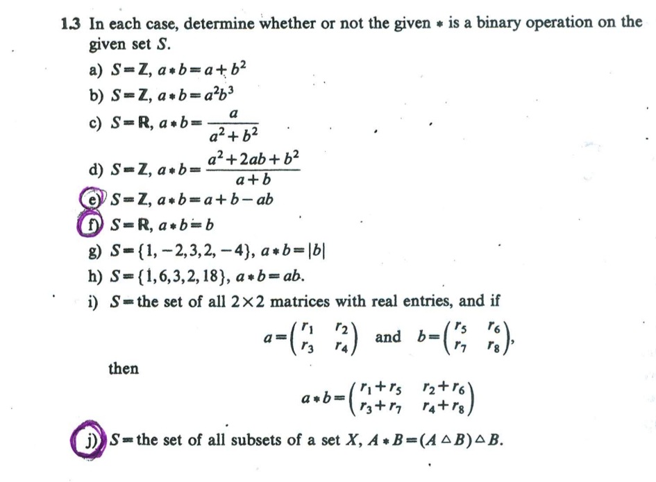 Solved 1.3 In each case, determine whether or not the given | Chegg.com