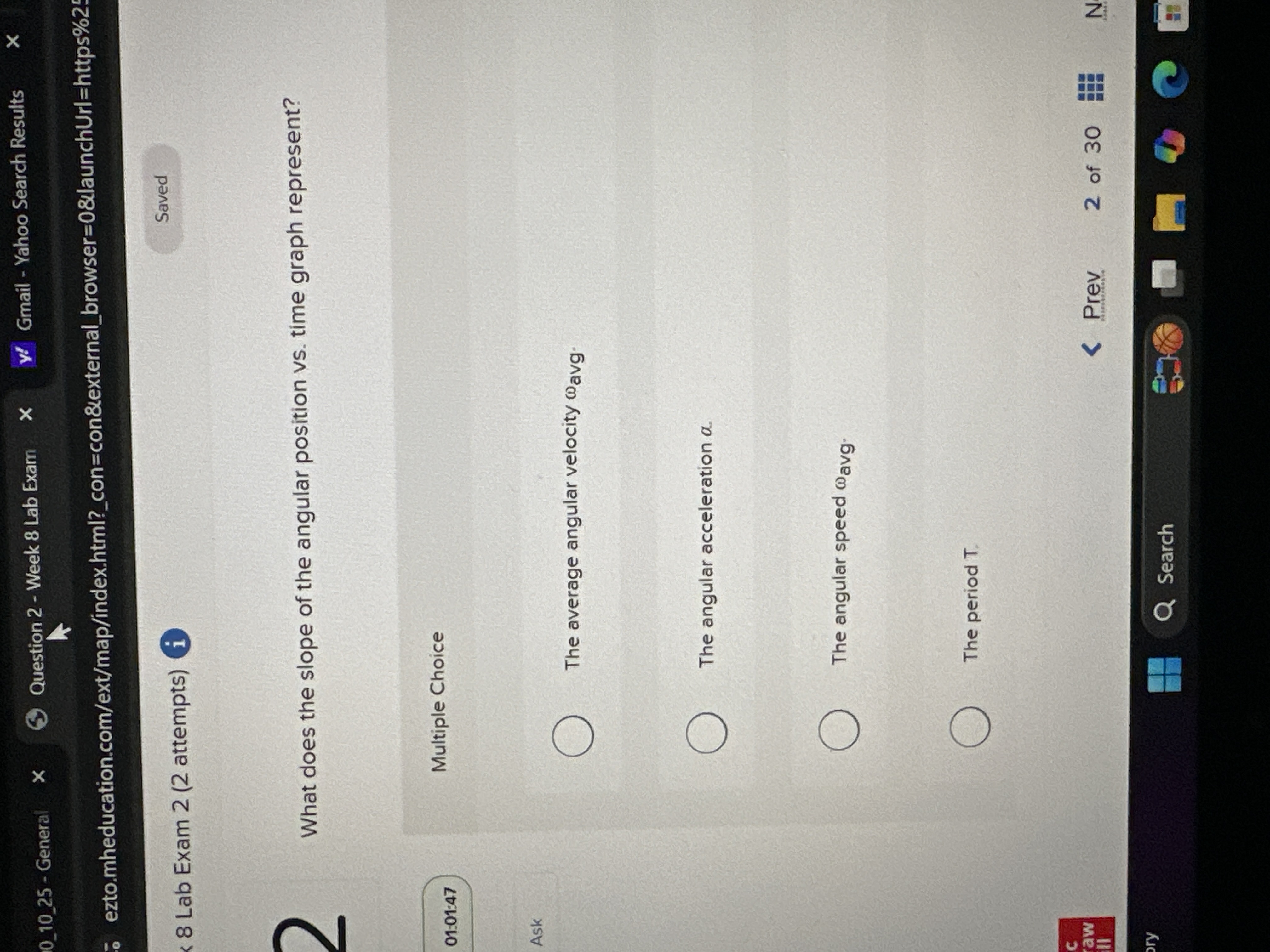 What does the slope of ﻿the angular position vs. | Chegg.com