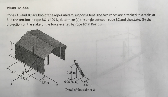 Solved PROBLEM 3.44 Ropes AB and BC are two of the ropes | Chegg.com