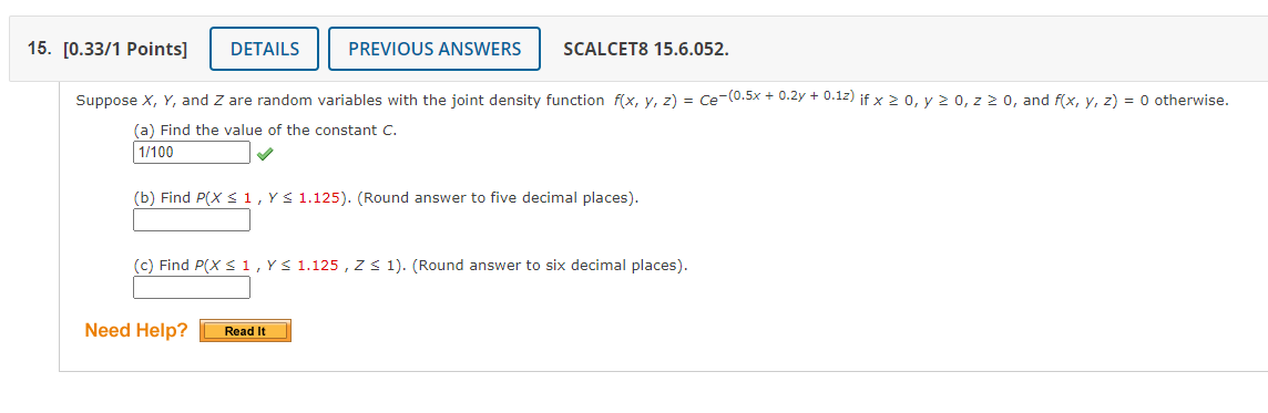 Solved 15. [0.33/1 Points] DETAILS PREVIOUS ANSWERS SCALCET8 | Chegg.com