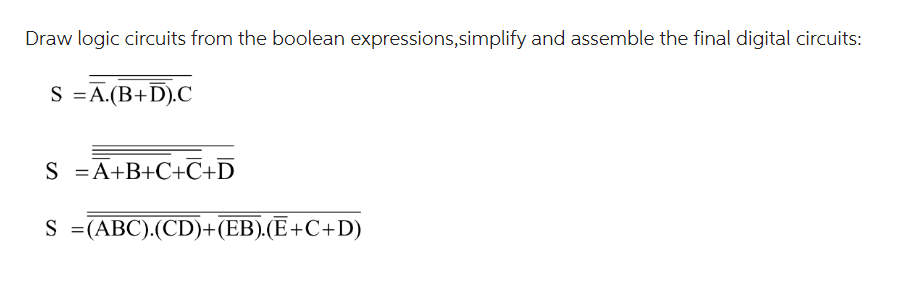 Solved Draw logic circuits from the boolean | Chegg.com