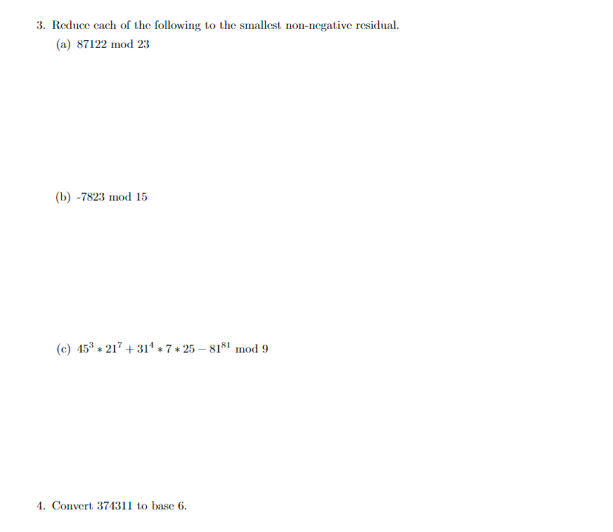 Solved 3. Reduce each of the following to the smallest | Chegg.com