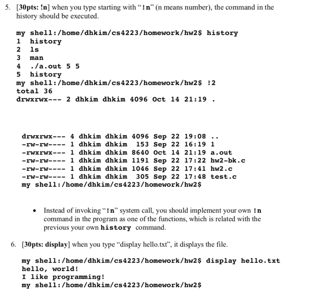 Solved Your shell program will be started and waiting for | Chegg.com