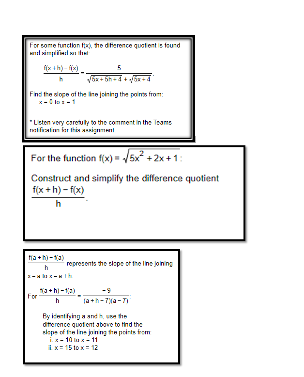 Solved For some function f(x), the difference quotient is | Chegg.com