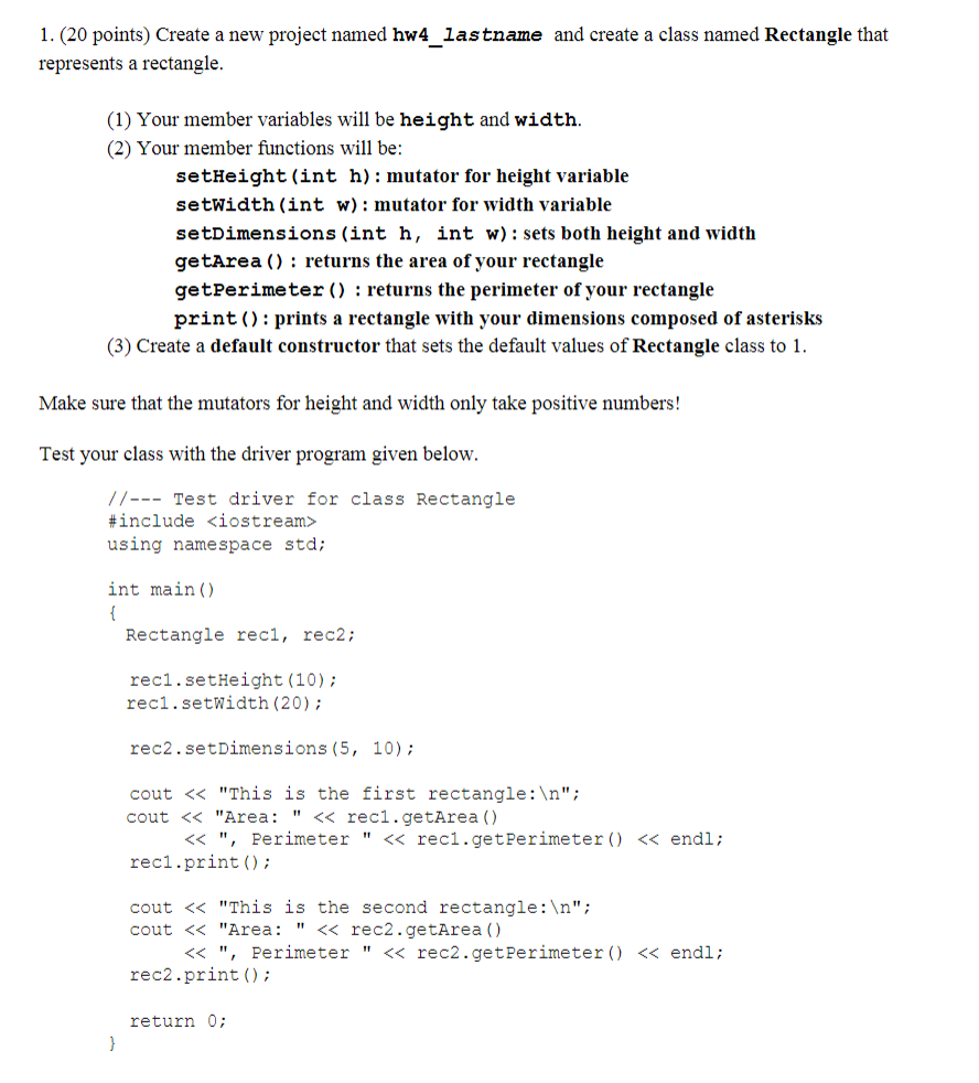 Solved 1. (20 points) Create a new project named hw4 | Chegg.com