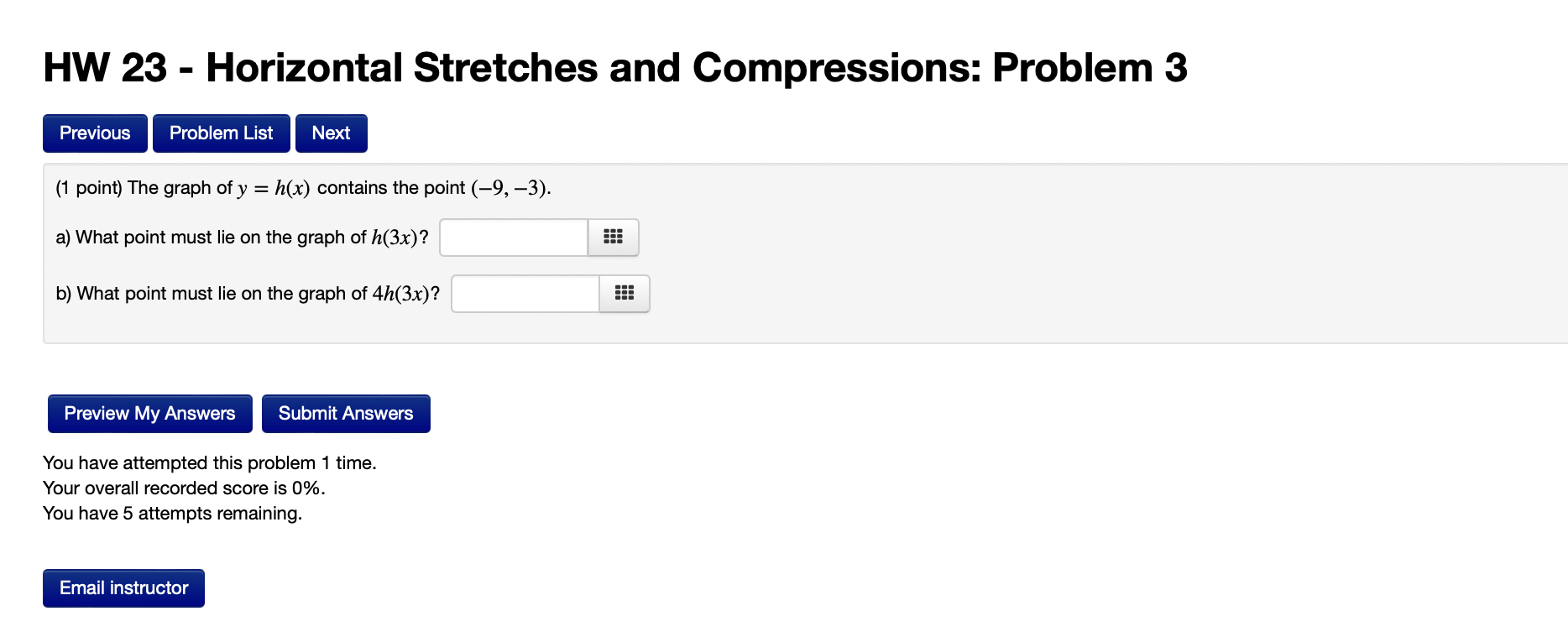 Solved HW 23 - Horizontal Stretches and Compressions: | Chegg.com