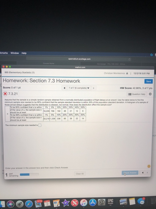 Solved kmarks Window Help 005 Elementary Statistic (1) | Chegg.com