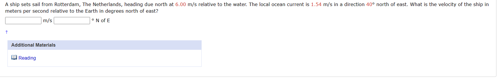 Solved meters per second relative to the Earth in degrees | Chegg.com