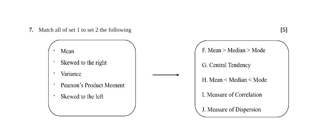 Solved 7. Match all of set 1 to set 2 the following [5] | Chegg.com