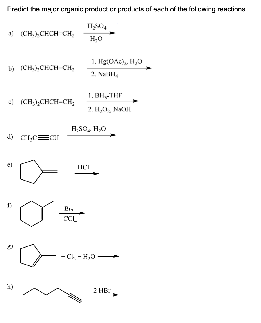 Solved Predict the major organic product or products of each | Chegg.com