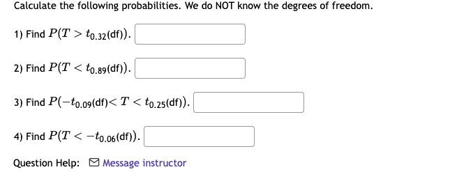 Solved Calculate the following probabilities. We do NOT know | Chegg.com