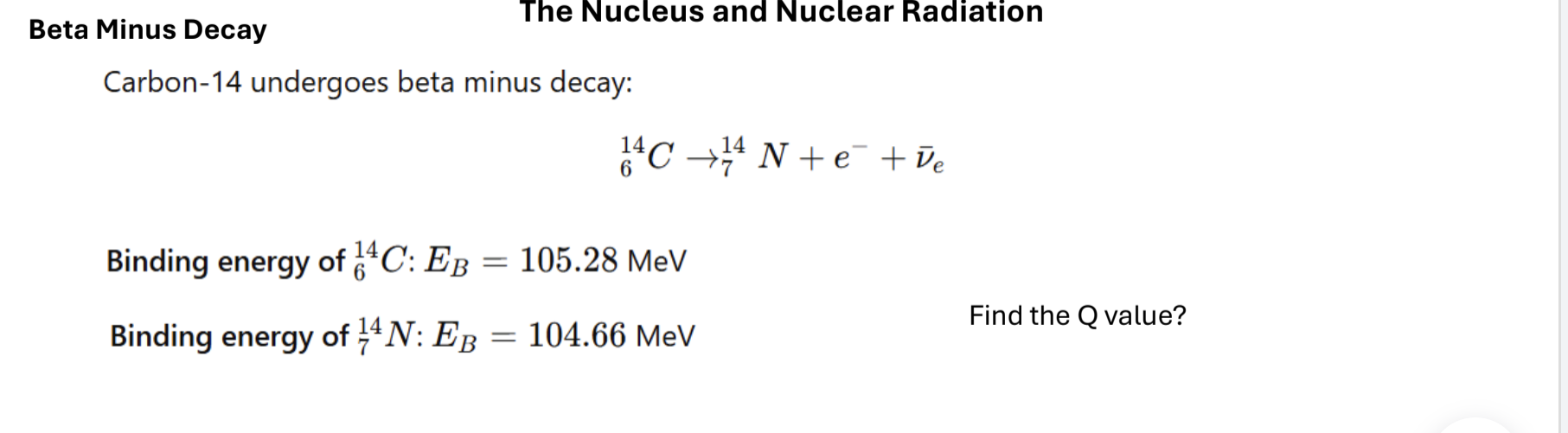 Beta Minus DecayThe Nucleus and Nuclear | Chegg.com