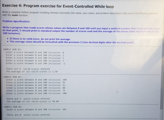 Solved Exercise 4 Program Exercise For Event Controlled