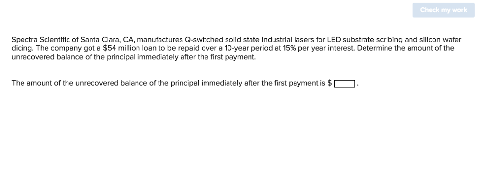 Solved Check my work Spectra Scientific of Santa Clara, CA, | Chegg.com