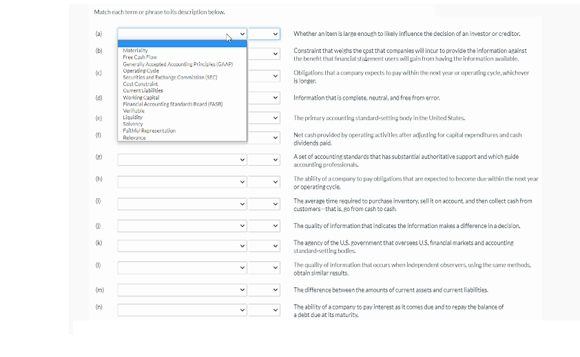 Solved Match each term or phrase to its description below. | Chegg.com