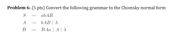 Solved Problem 6: (5 pts) Convert the following grammar to | Chegg.com