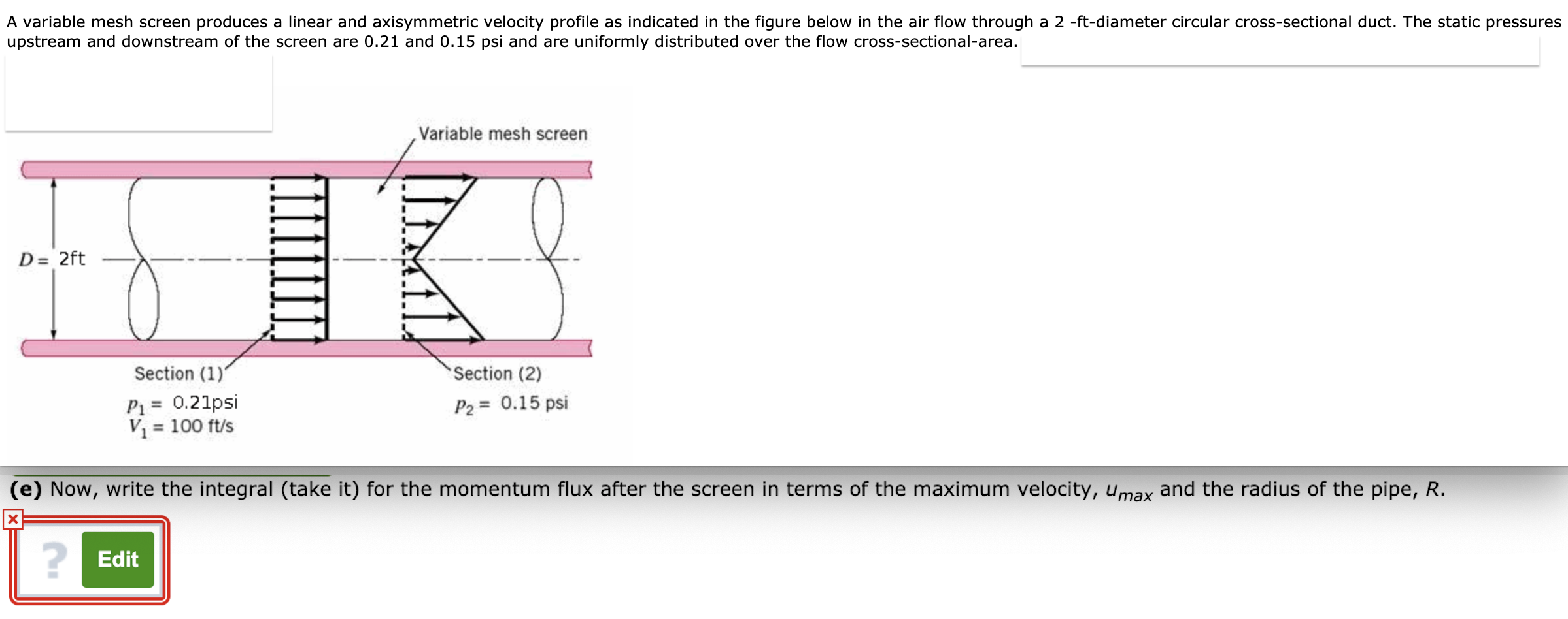 Solved A variable mesh screen produces a linear and | Chegg.com