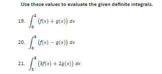 Use these values to evaluate the given definite | Chegg.com