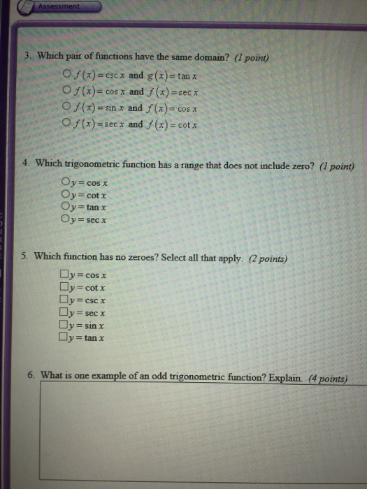 Solved Which pair of functions have the same domain? f(pi) | Chegg.com