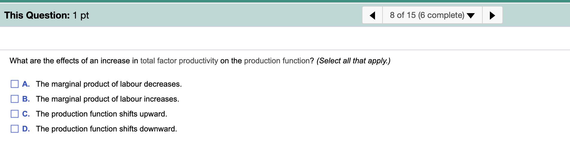 Solved This Question: 1 pt 8 of 15 (6 complete) What are the | Chegg.com