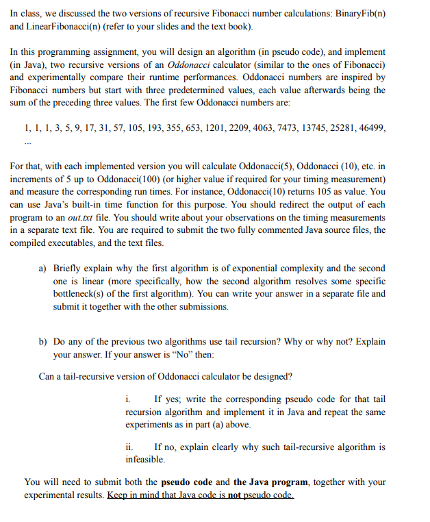 Solved In class, we discussed the two versions of recursive | Chegg.com