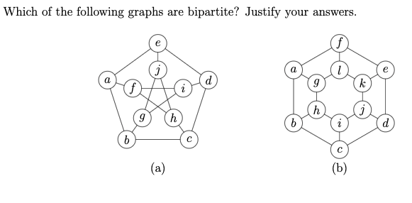 Solved Which of the following graphs are bipartite? Justify | Chegg.com Solved Which of the following graphs are bipartite? Justify | Chegg.com